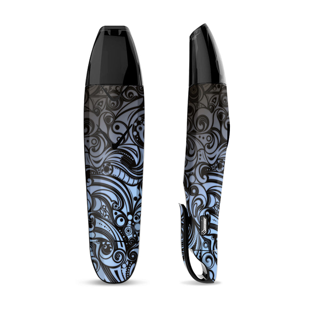 Skin Decal Vinyl Wrap for Suorin Vagon Vape / Blue Grey Paisley Abstr ...