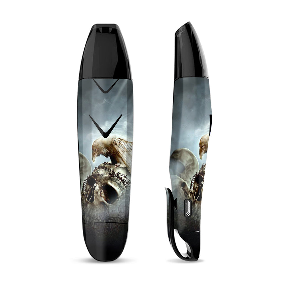 Skin Decal Vinyl Wrap for Suorin Vagon Vape / Skull Barbed Wire White ...